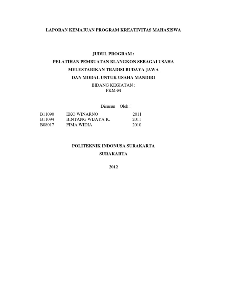 Contoh Laporan Monev | PDF