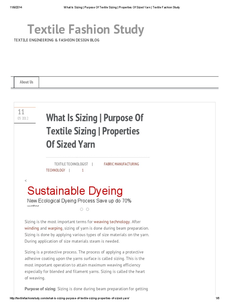 What Is Sizing - Purpose of Textile Sizing - Properties of Sized Yarn ...