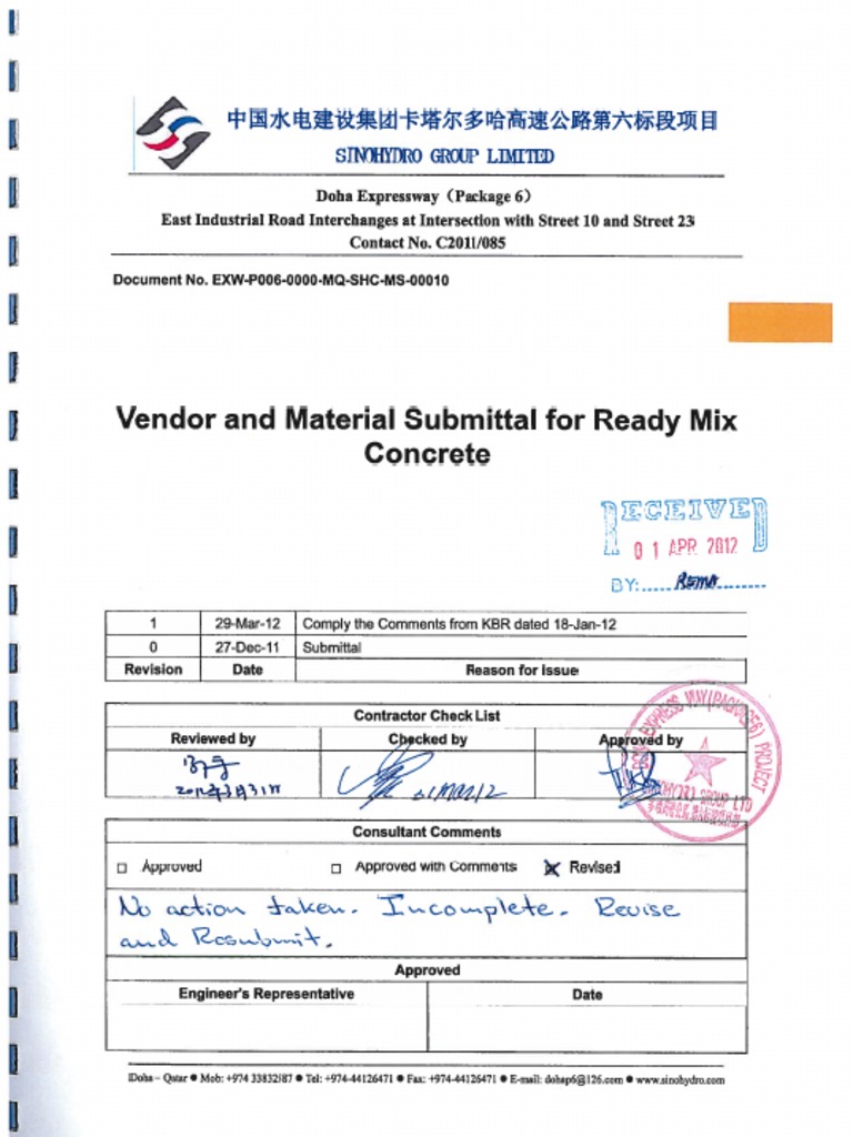 EXW-P006-0000-MQ-SHC-MS-00010-Vendor and Material Submittal For Ready ...