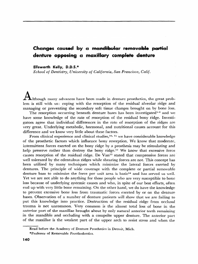 Changes Caused by A Mand RPD Opposing A Max CD | PDF | Dentures | Dentistry