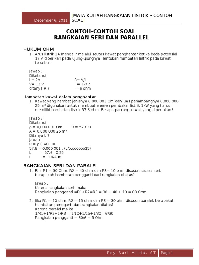Contoh Soal Rangkaian Seri Dan Parallel | PDF