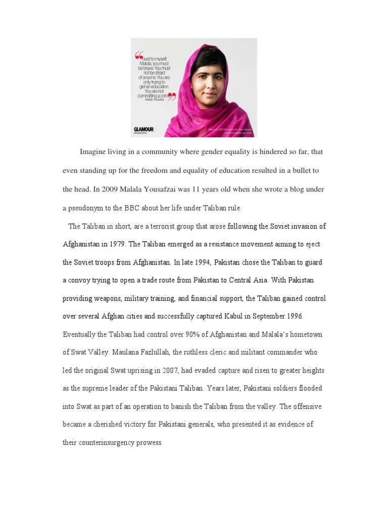 Profile Essay Malala 1 | PDF | Malala Yousafzai | Taliban