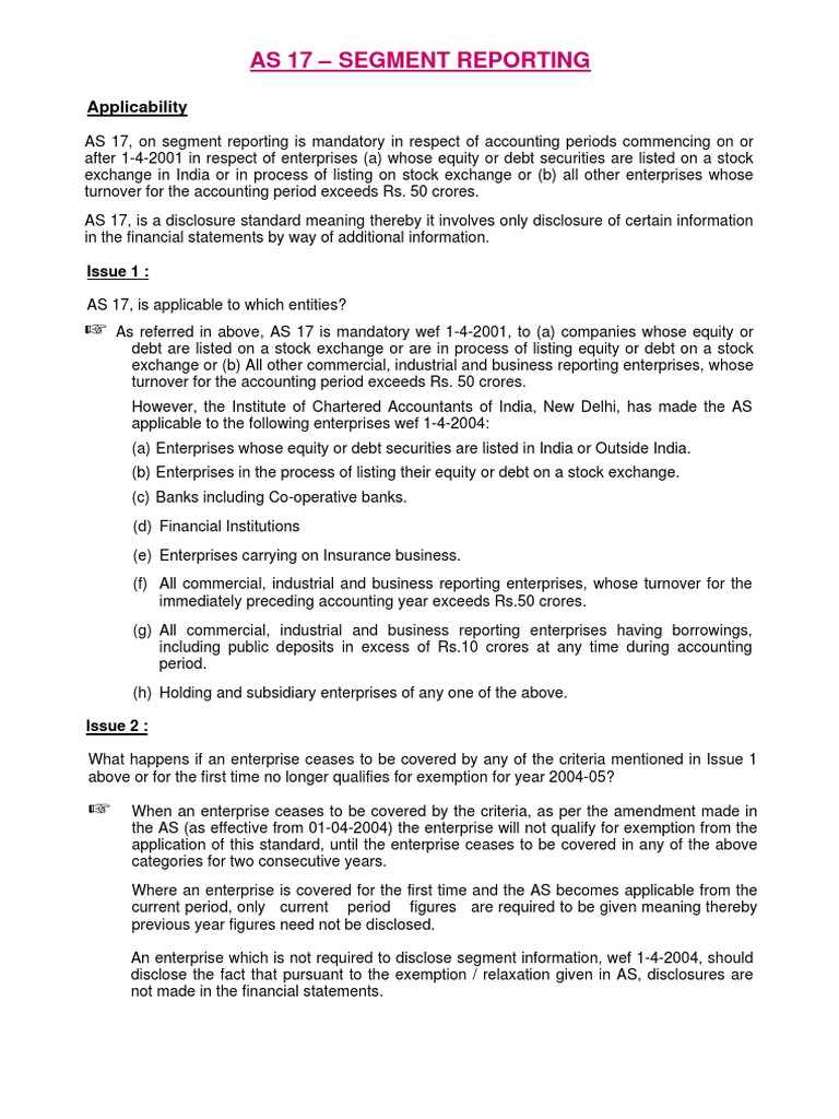 As 17 Segment Reporting | PDF | Revenue | Expense