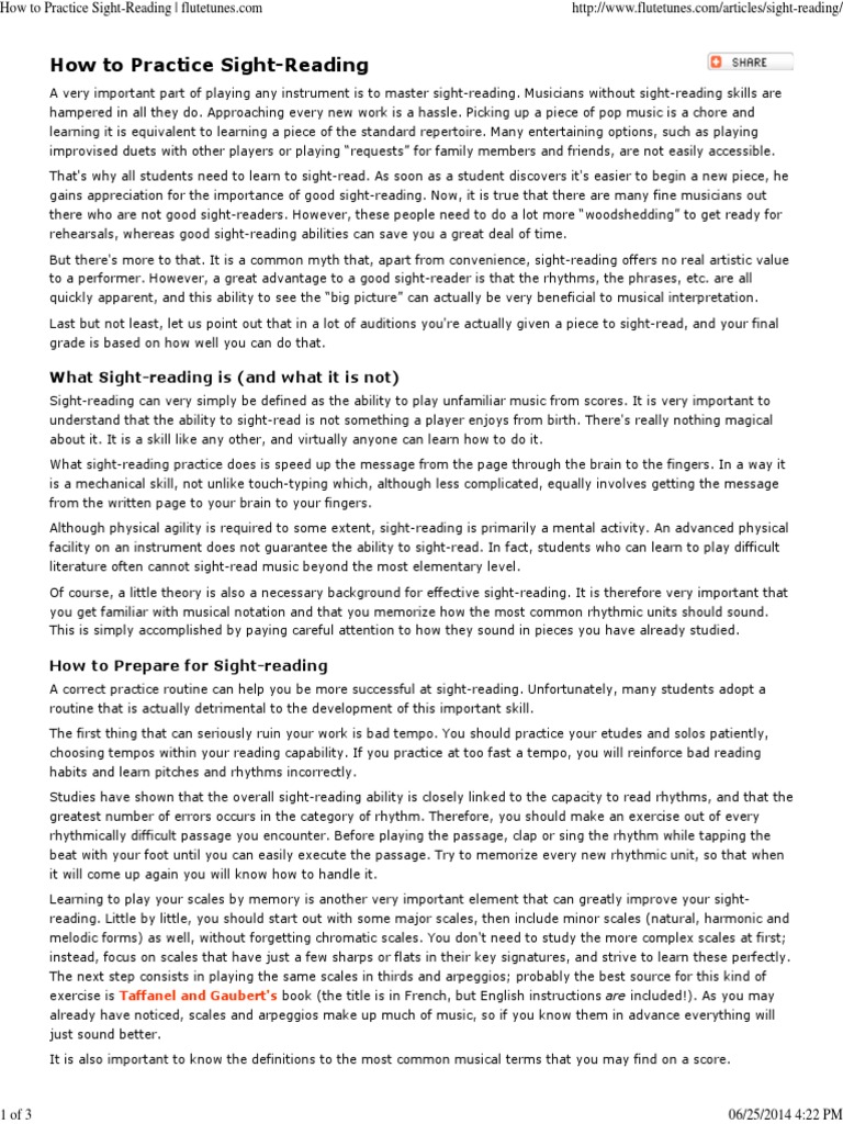 How To Practice Sight Reading Flutetunes PDF | PDF | Tempo | Rhythm