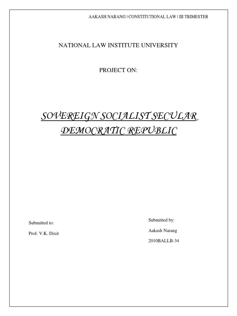 Sovereign Socialist Secular Democratic Republic: National Law Institute ...