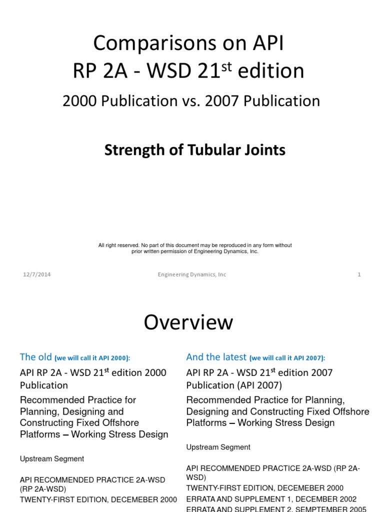API RP 2A 21st 2007 - Joint Only | PDF | Strength Of Materials | Materials