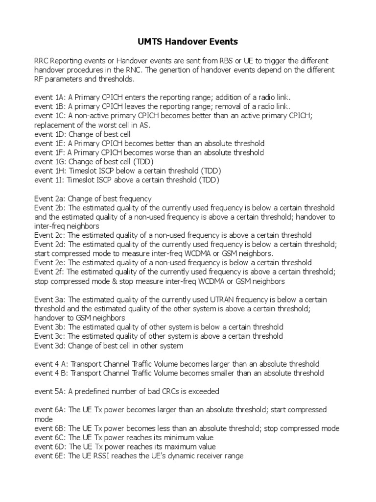 UMTS Handover Events | PDF | Telecommunications Engineering | Mobile ...