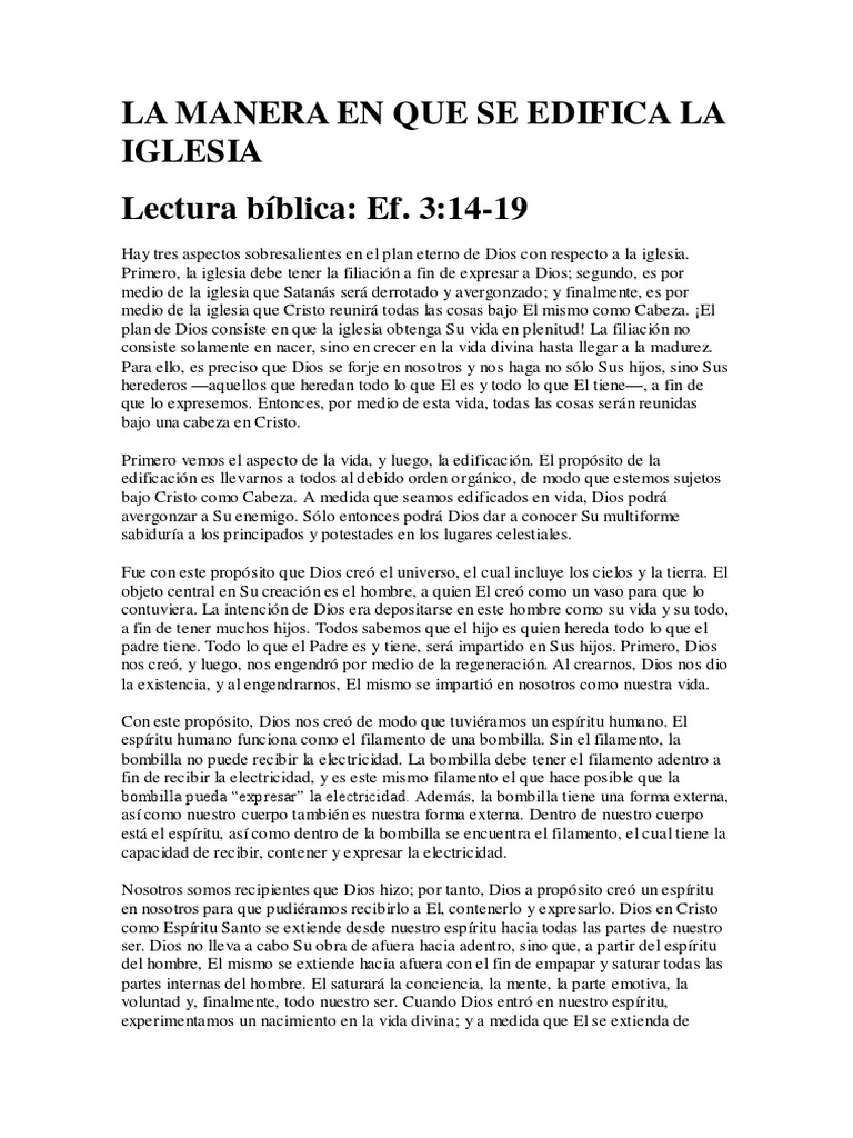 La Manera en Que Se Edifica La Iglesia - Witness Lee | PDF | Cristo (título) | Alma
