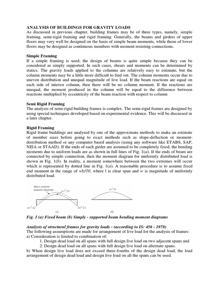 Gravity Load Analysis in Building Frames | PDF | Bending | Framing ...