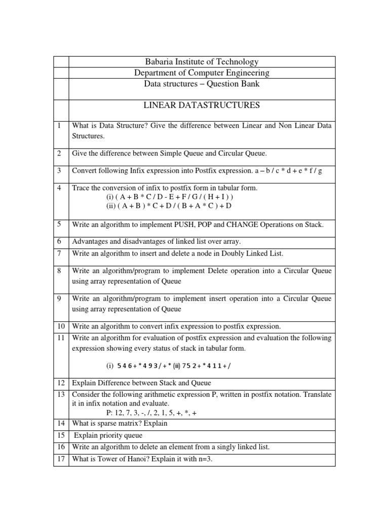 Ds Questionbank | PDF | Mathematical Relations | Algorithms
