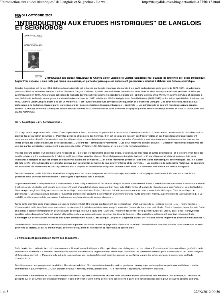 Introduction aux études historiques | PDF | Historien | Document