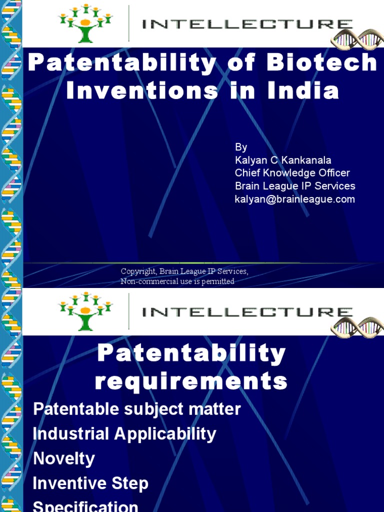 Lecture-3/ Presentation On Patentability of Biotech Inventions in India ...