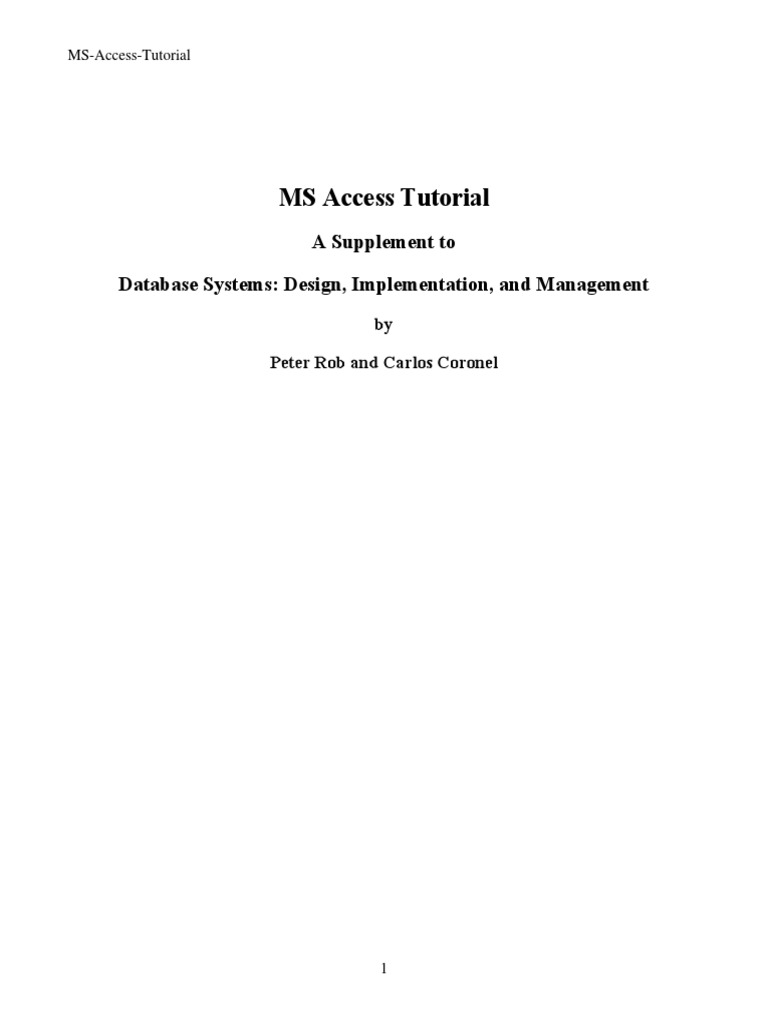 MS Access Tutorial | PDF | Microsoft Access | Database Design