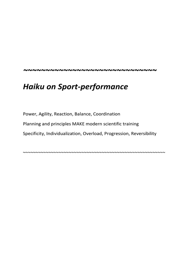Haiku On Sport-Performance | PDF | Career & Growth | Wellness