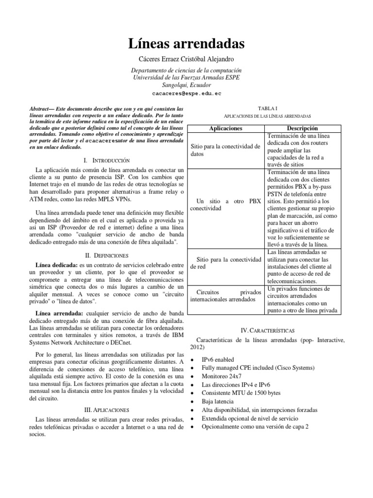Lineas Arrendadas | PDF | Yo Pv6 | Red de computadoras