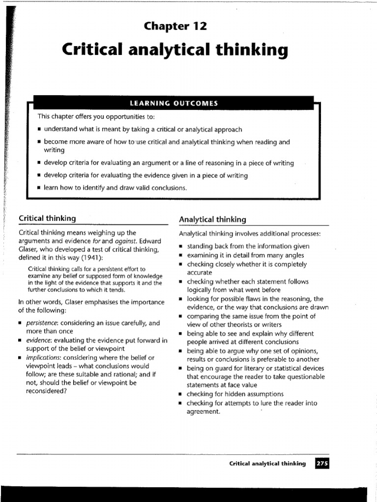 Critical Analytical Thinking | PDF
