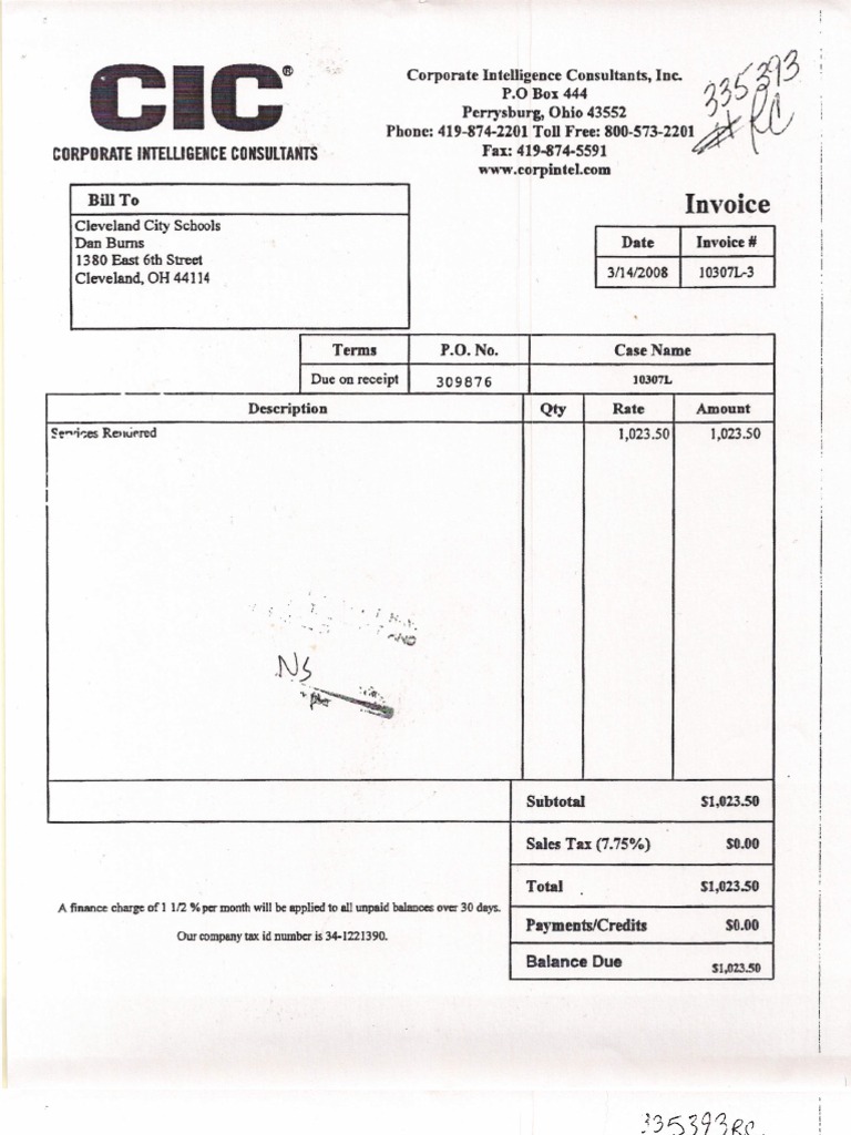 Invoice: Corporate Intelligence Consulta TS | PDF