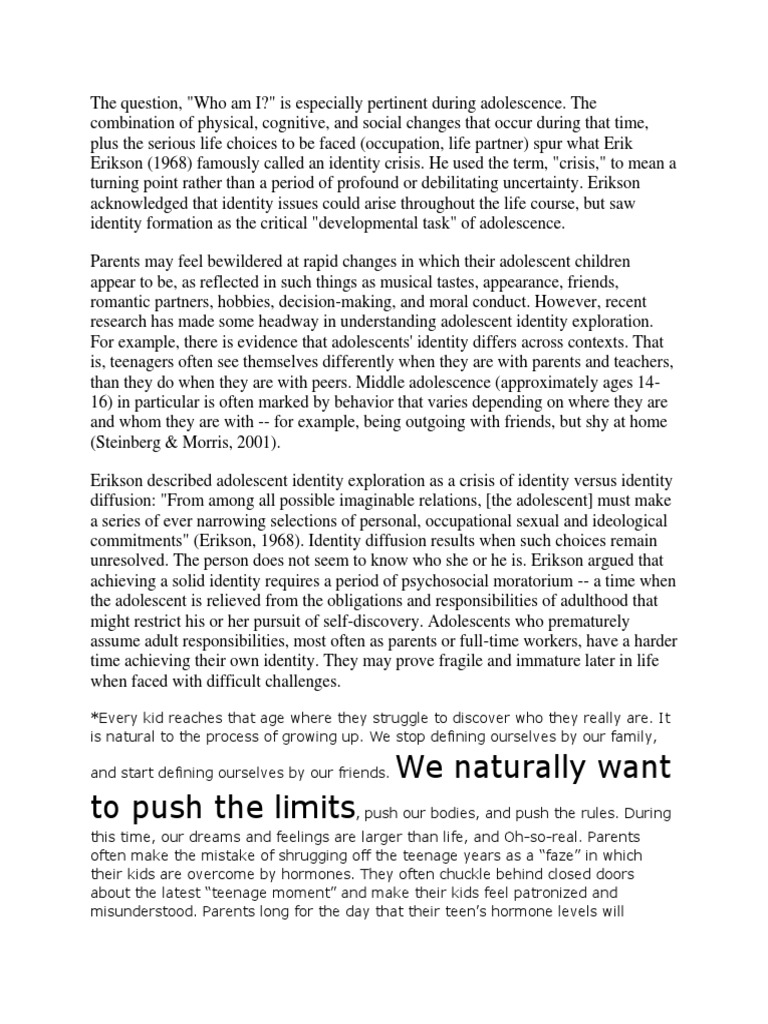 Identity Crisis | PDF | Identity (Social Science) | Adolescence