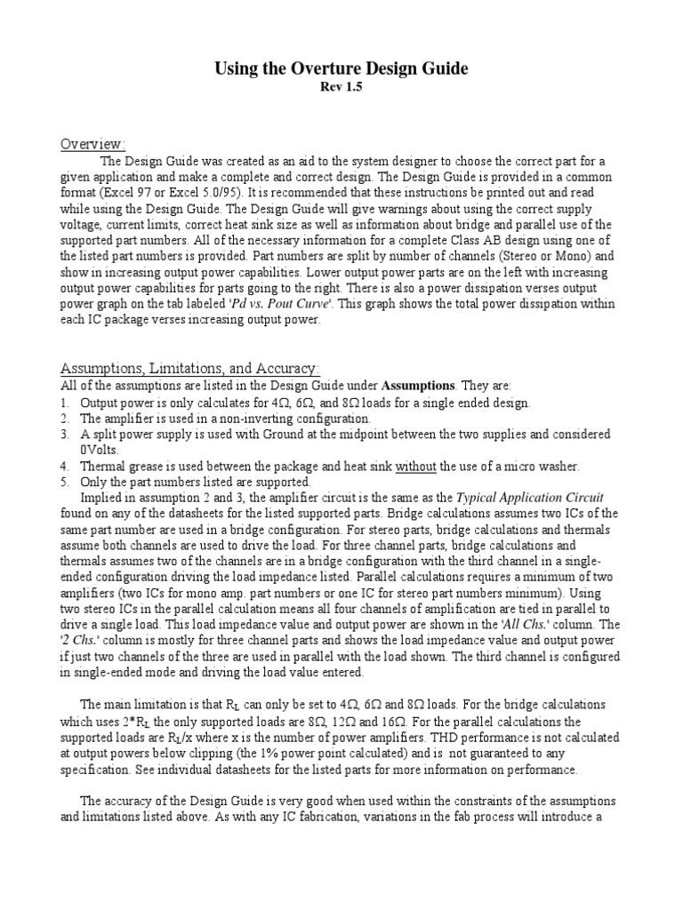 Using Overture Design Guide | PDF | Amplifier | Electrical Circuits