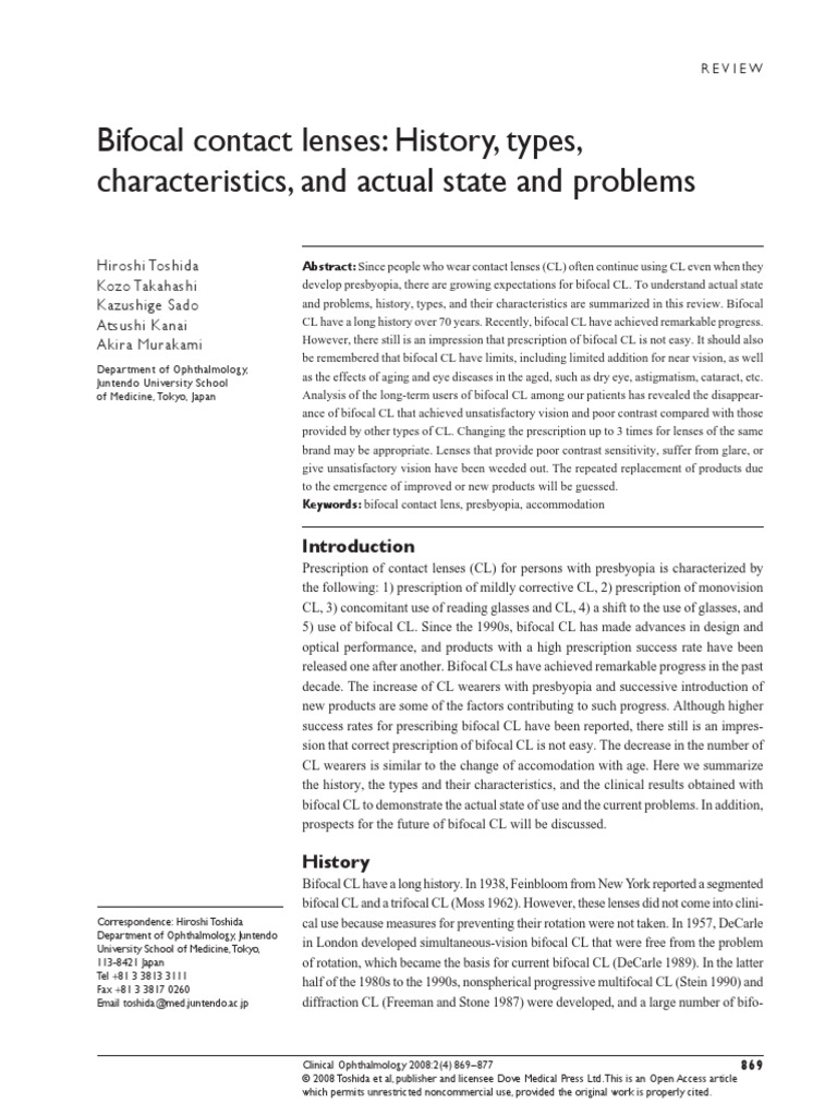 Bifocal Contact Lenses PDF | PDF | Lens (Optics) | Contact Lens