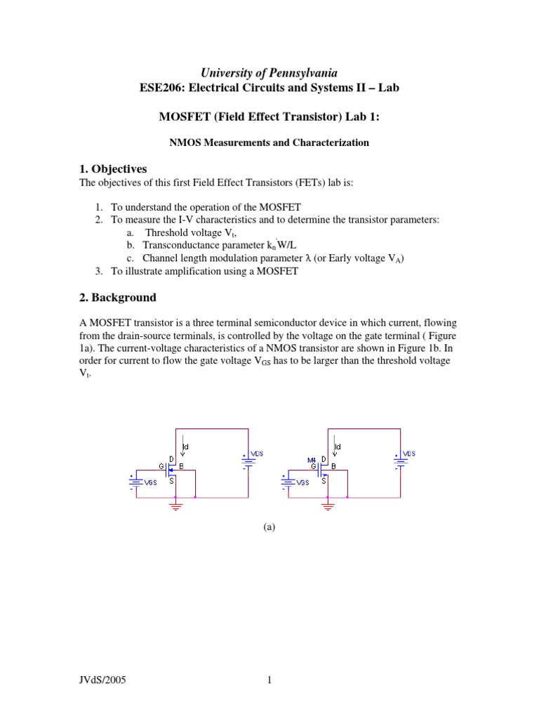 Mosfet Lab 1 | Mosfet | Field Effect Transistor