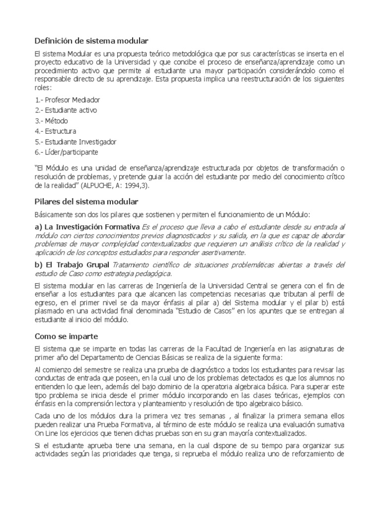 Definición de Sistema Modular | PDF | Maestros | Caso de estudio