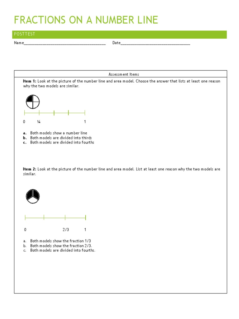 Number Line Fractions Assessment | PDF