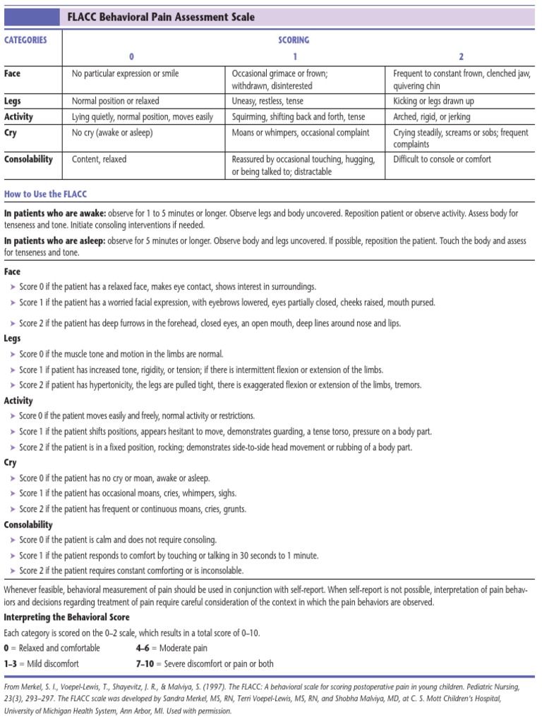 Behaviour Pain Scale Flacc | PDF