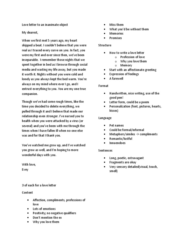 Love Letter To An Inanimate Object | PDF