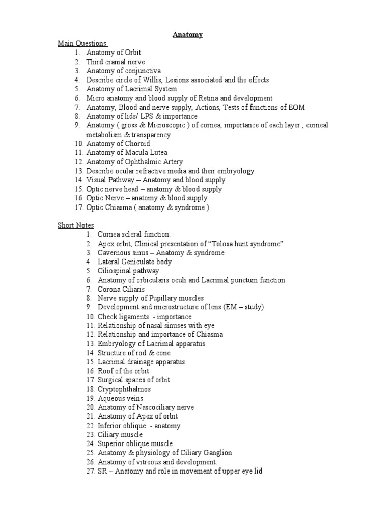 Questions in Ophthalmology | PDF | Glaucoma | Cornea