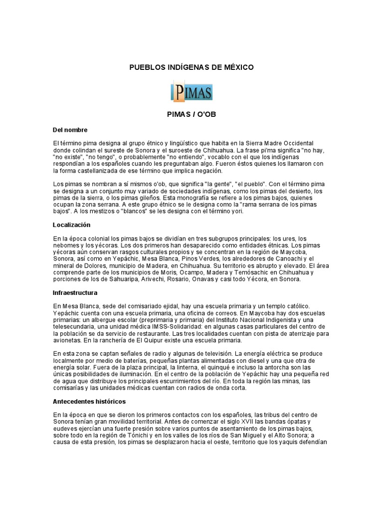 Historia y cultura de los Pimas | PDF | Sonora | Personas