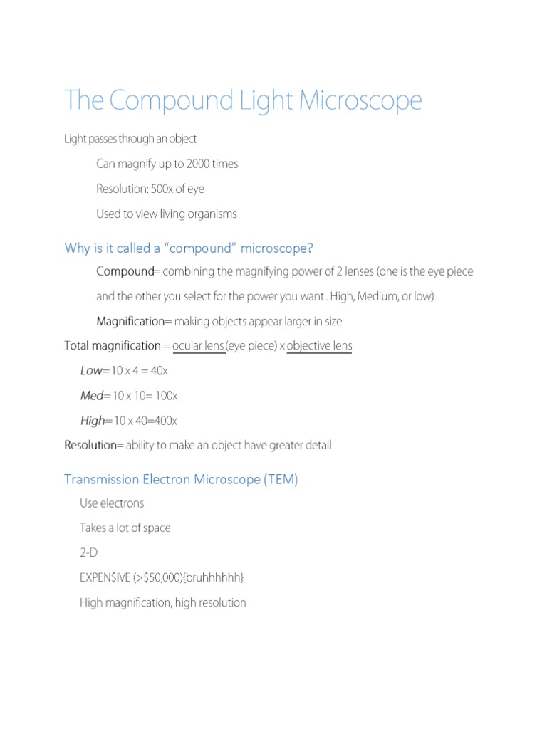 The Compound Light Microscope | PDF