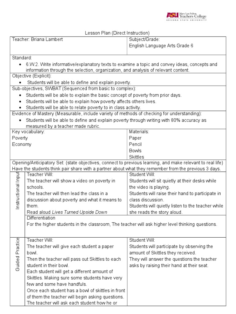 Poverty Lesson Plan | PDF | Lesson Plan | Semiotics