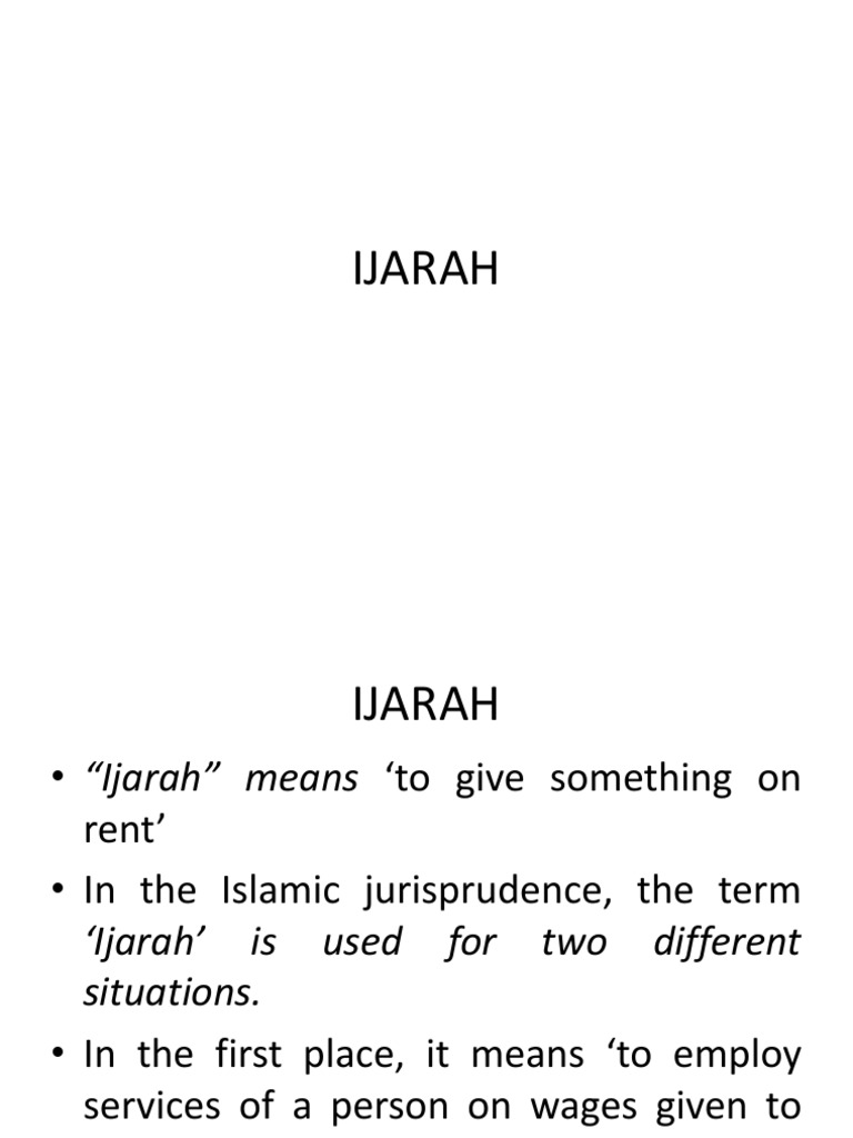 IJARAH | PDF | Islamic Banking And Finance | Lease