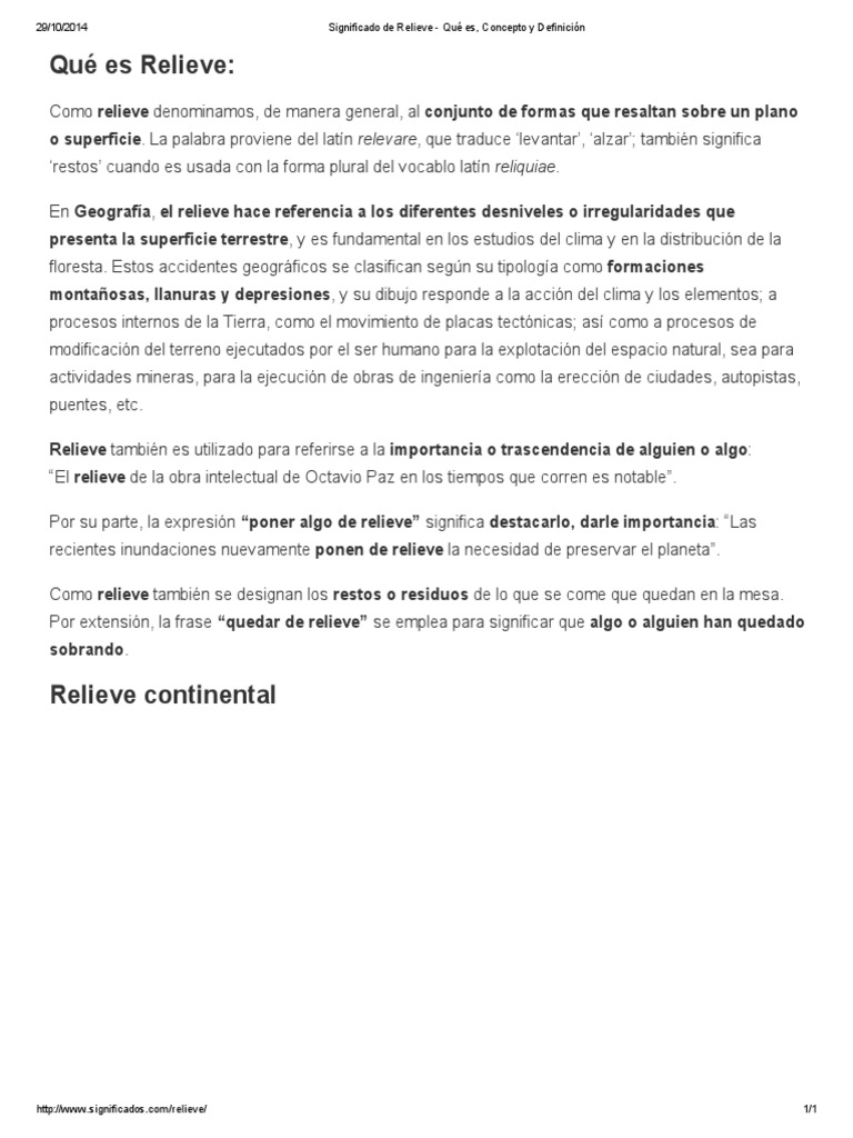 Significado de Relieve - Qué Es, Concepto y Definición | PDF | Ciencia ...