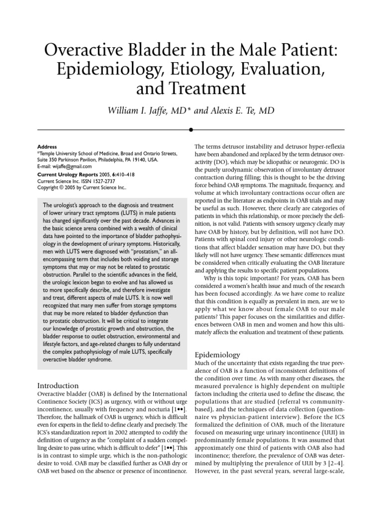 Overactive Bladder | PDF | Urinary Incontinence | Urology