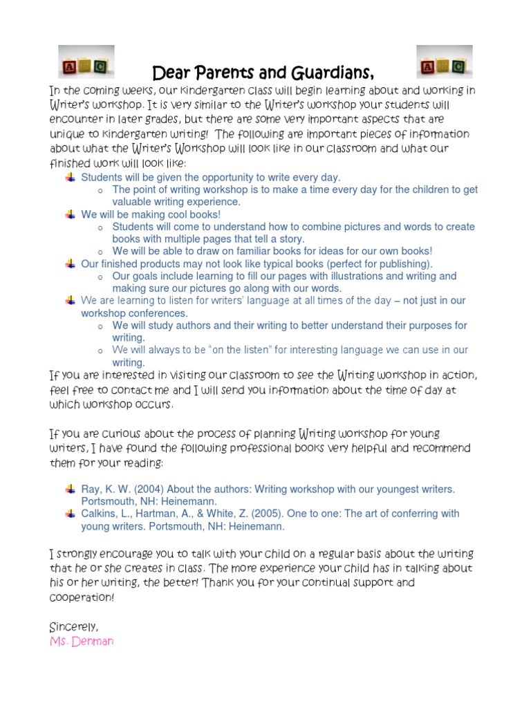 Kindergarten Writer's Workshop Overview | PDF