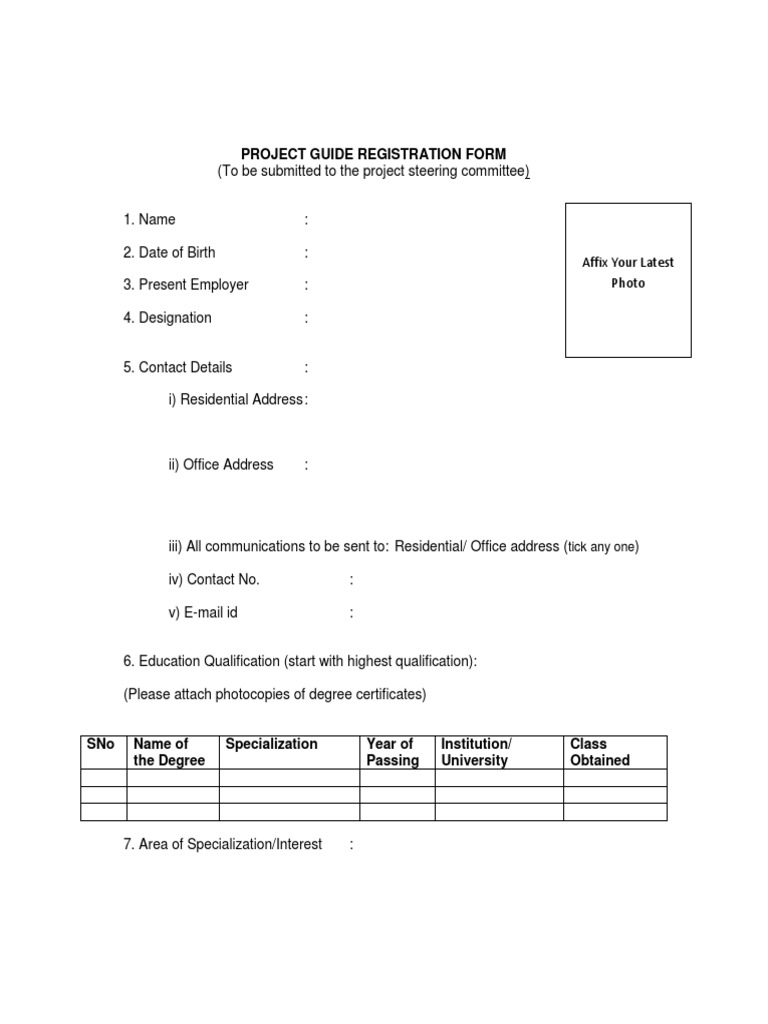 Project Guide Registration Form: Tick Any One | PDF | Career & Growth