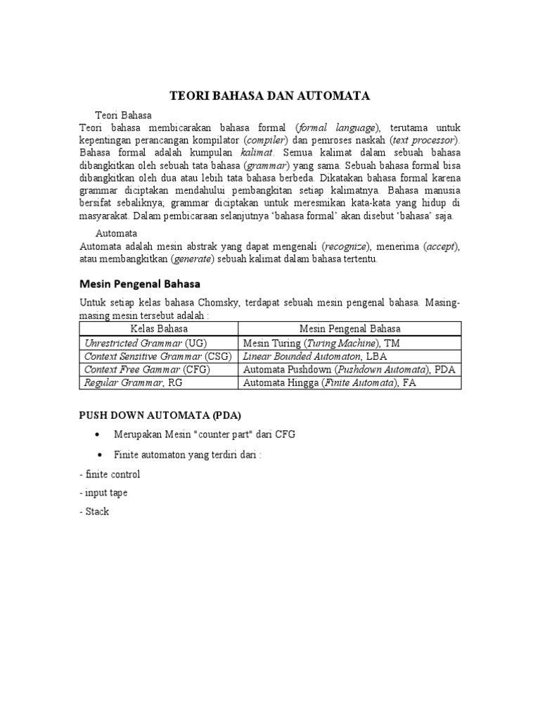 Teori Bahasa Automata | PDF