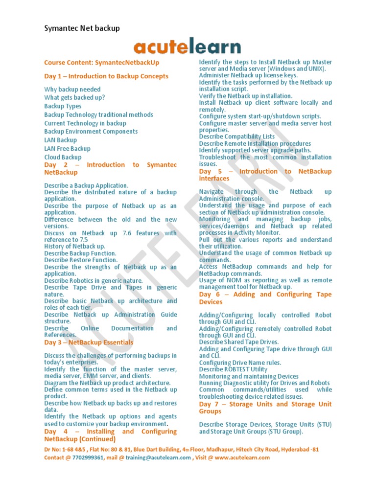 Symantec Netbackup Course Content PDF | PDF | Backup | Command Line ...