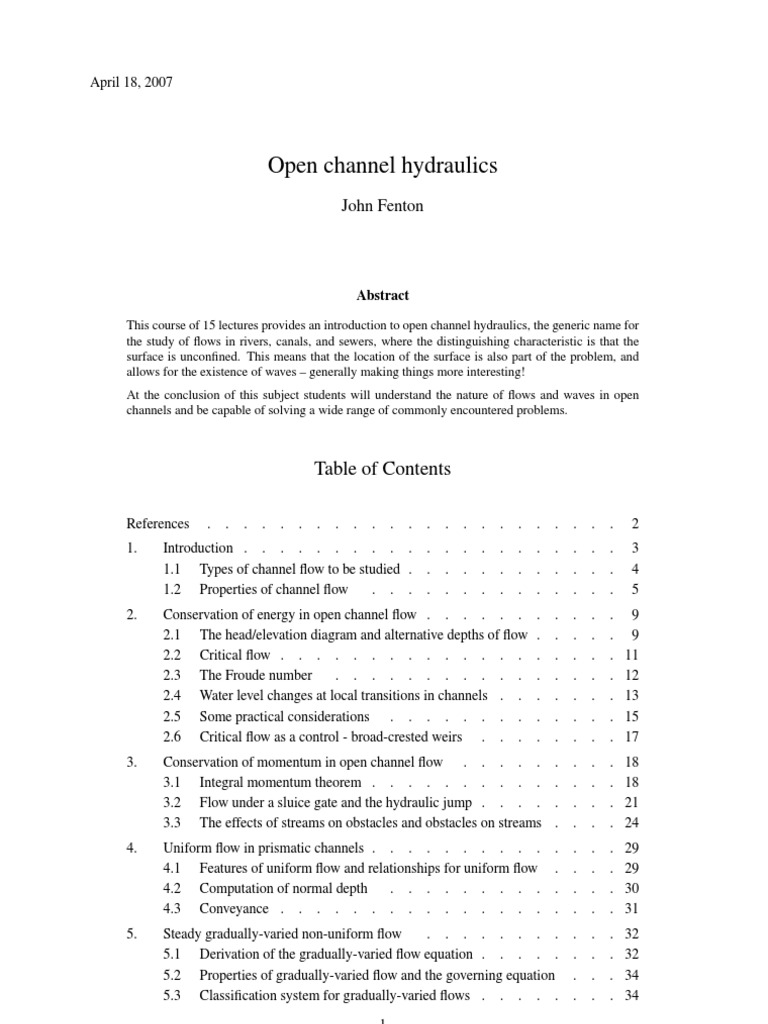 Open Channels | PDF | Fluid Dynamics | Flux