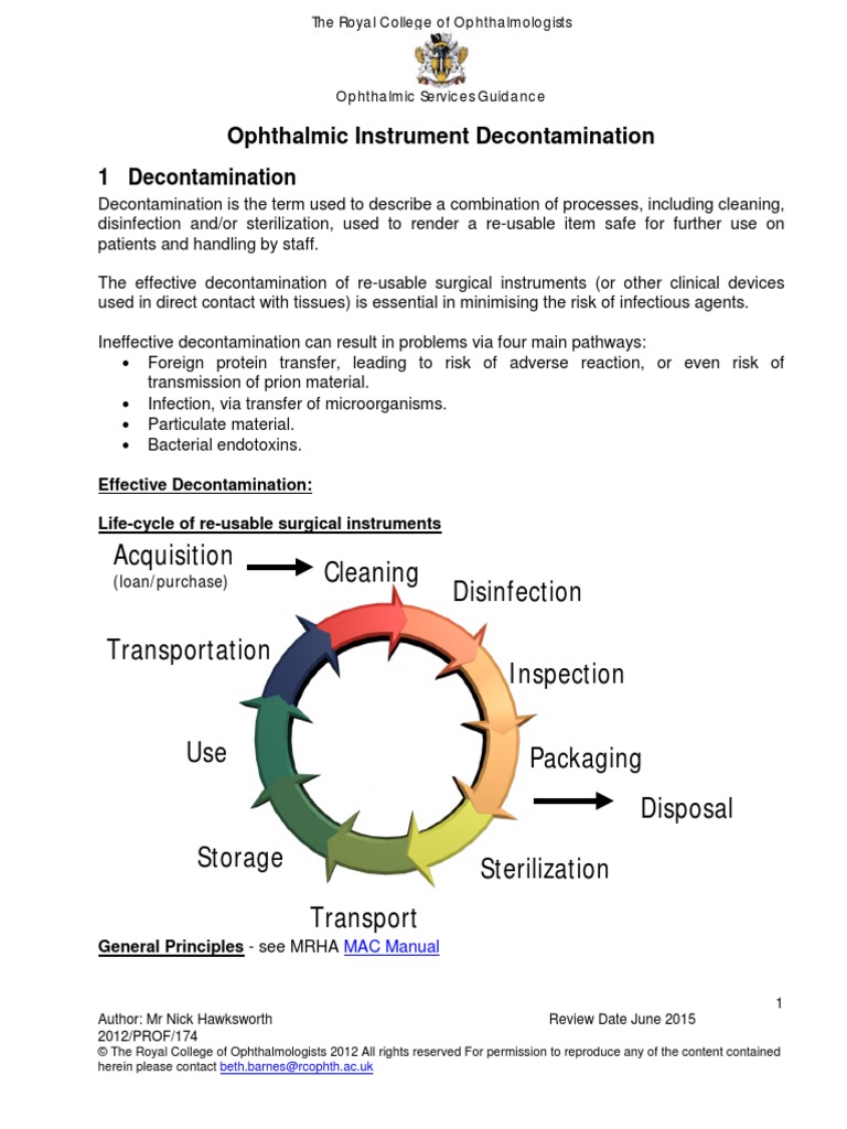 2012 PROF 174 Ophthalmic Instrument Decontamination PDF | PDF ...