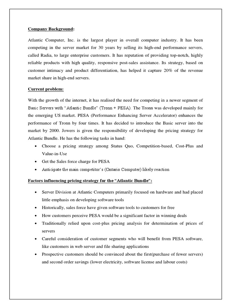Case Analysis - Atlantic Computer | PDF | Prices | Server (Computing)