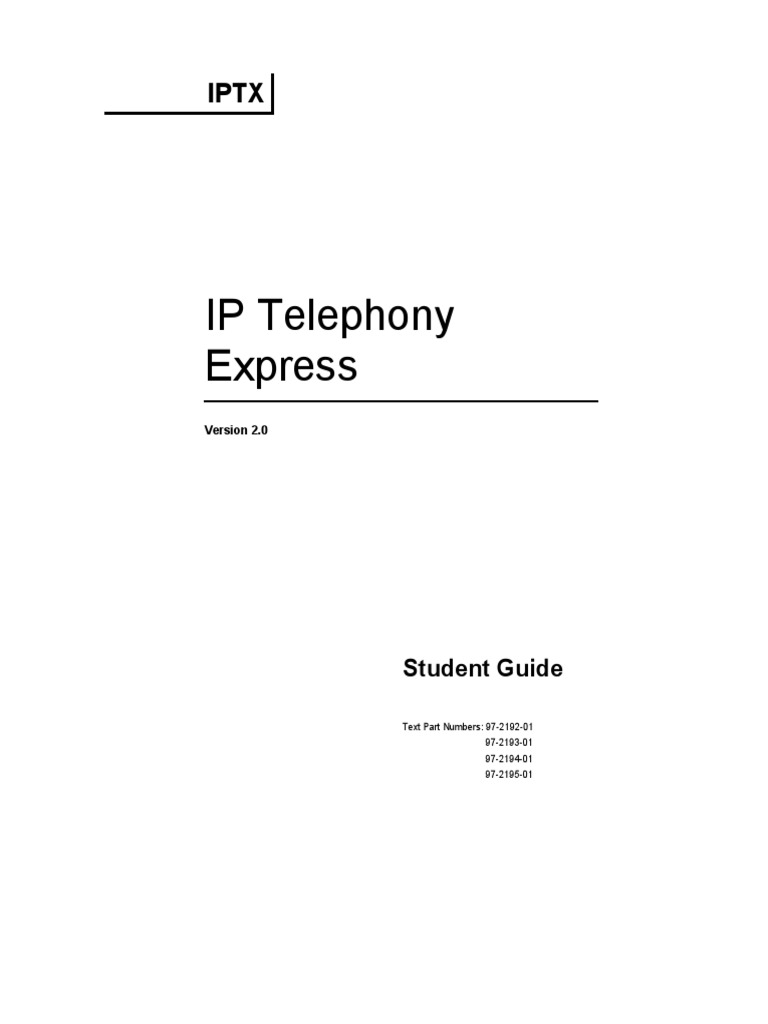 KnowledgeNet IP Telephony Express (IPTX) 2.0 Student Guide PDF | PDF ...