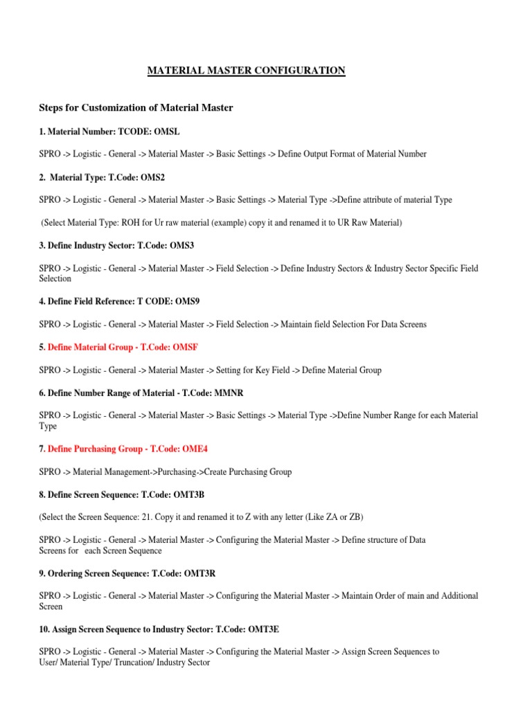 Material Master Config Guide | PDF