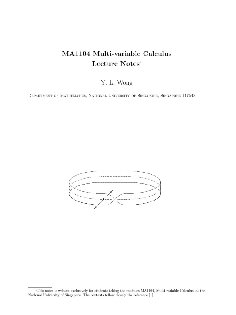Multi Variable Calculus Notes Pdf Cartesian Coordinate System Integer