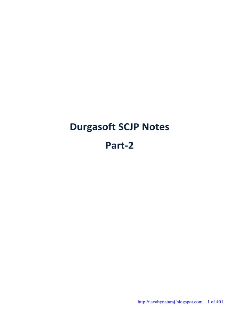 DurgaSoft SCJP Notes Part 2 JavabynataraJ | PDF | Home & Garden | Computers