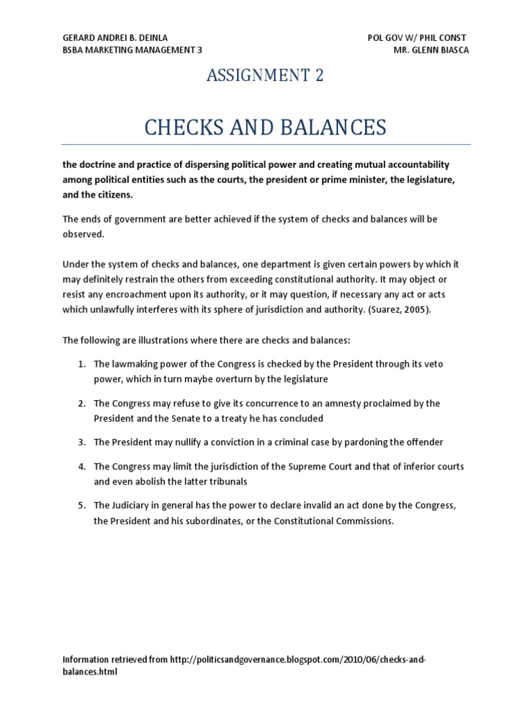 Checks and Balances in Government | PDF