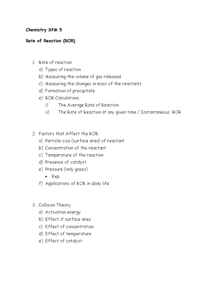 Chemistry SPM 5 - Cover Nore - ROR | PDF