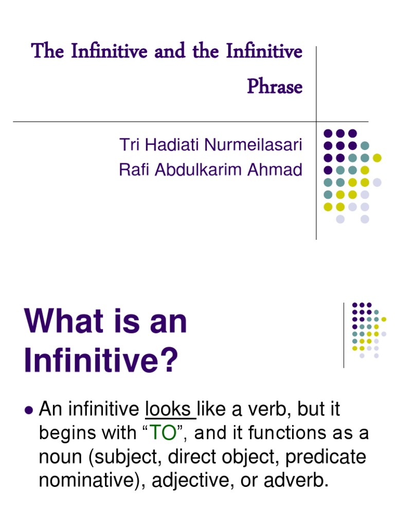 Infinitives | Verb | Adjective